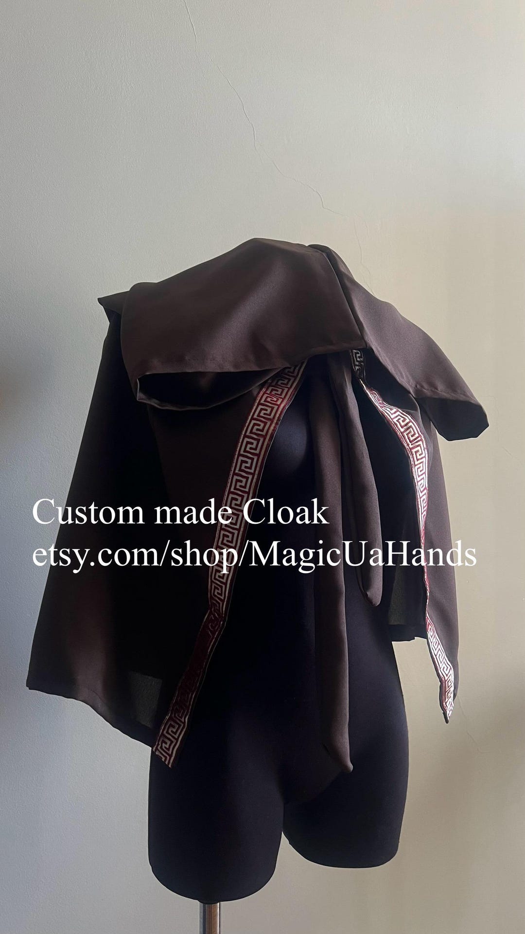 Dark Brown Hooded Capelet, Brown Cape With Trim, Medieval Capelet ...