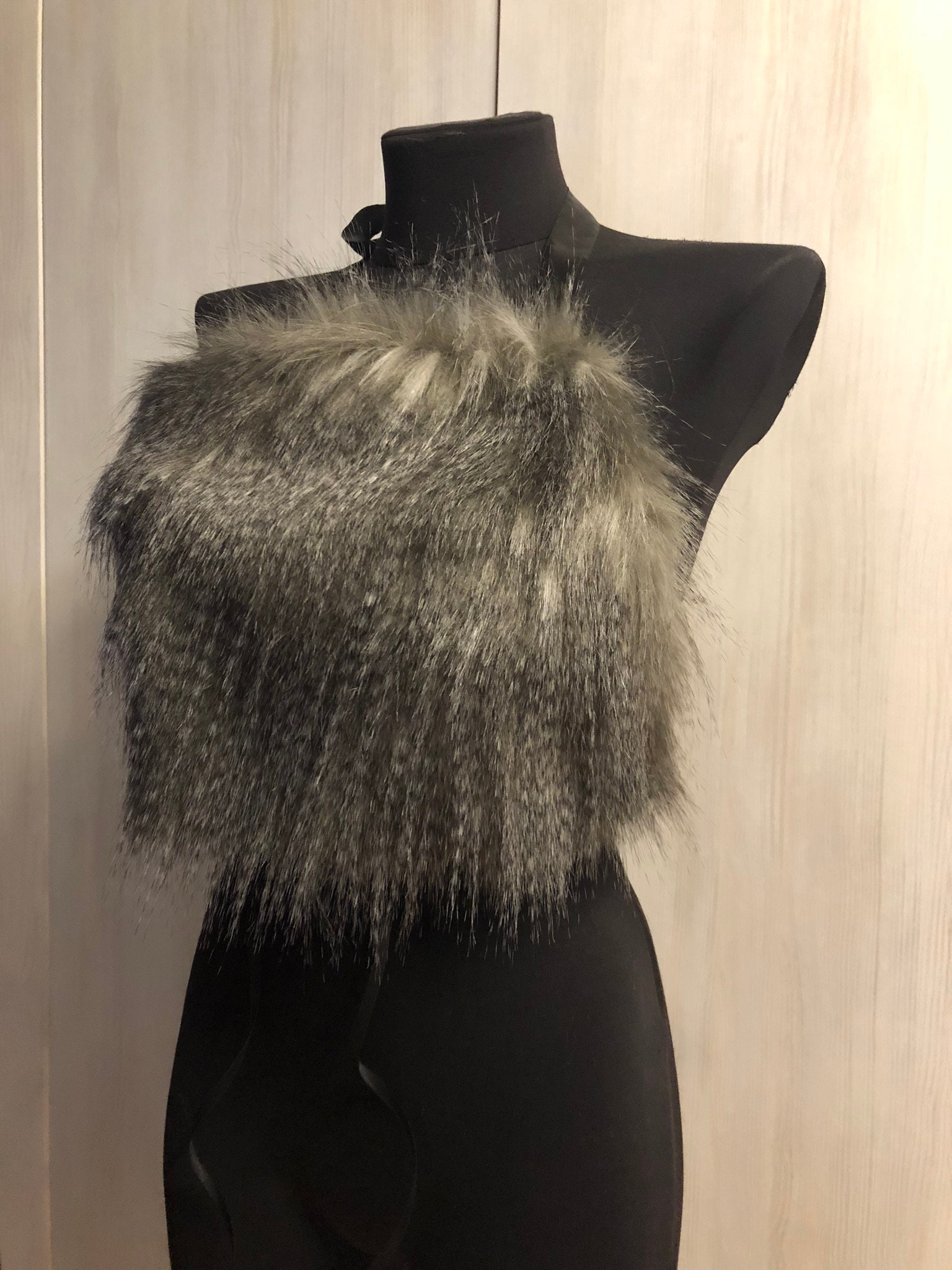 Gray Faux Fur Top Larp Top Gary Fur Galter Top Tribal Top | Etsy