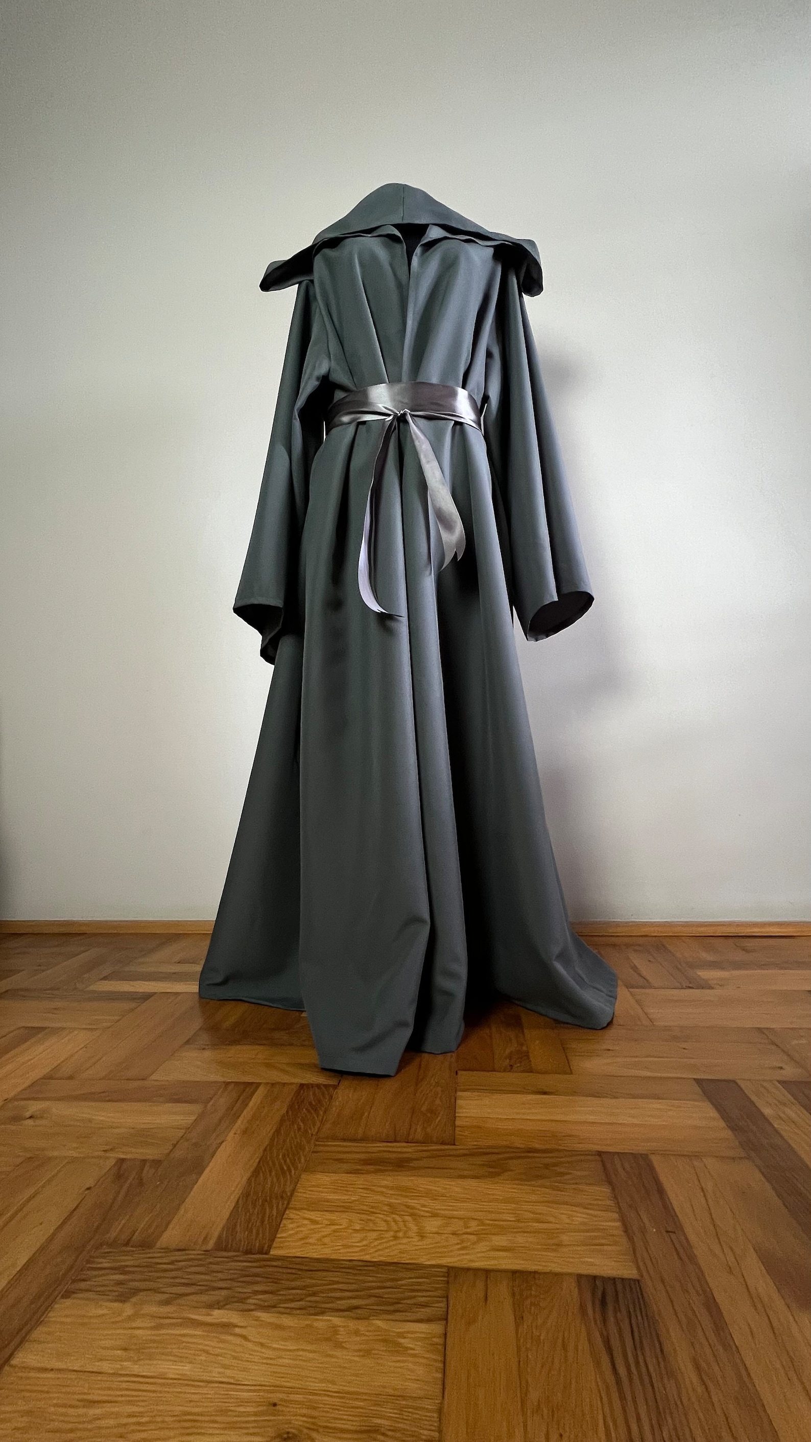 Black Robe, Grim Reaper Costume, Ceremonial Robe, Wizard Tunic, Hooded ...