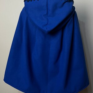 Electric Blue Wool Cape With Lace, Wool Capelet With Lace, Spring Cape ...