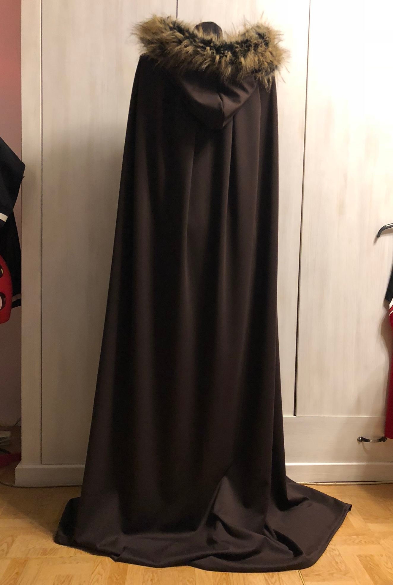 Hooded Cloak With Faux Fur Hooded Cloak Assasin Coat Fur Cape | Etsy