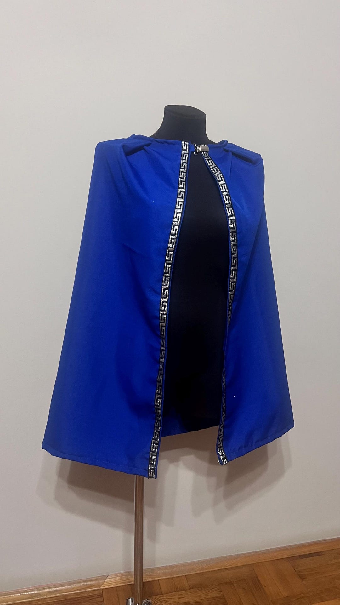 Electric Blue Celtic Viking Cape, Royal Blue Capelet, Blue Short Cloak ...