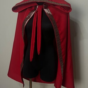 Red Hooded Capelet, Red Cape With Trim, Red Cloak, Medieval Capelet ...