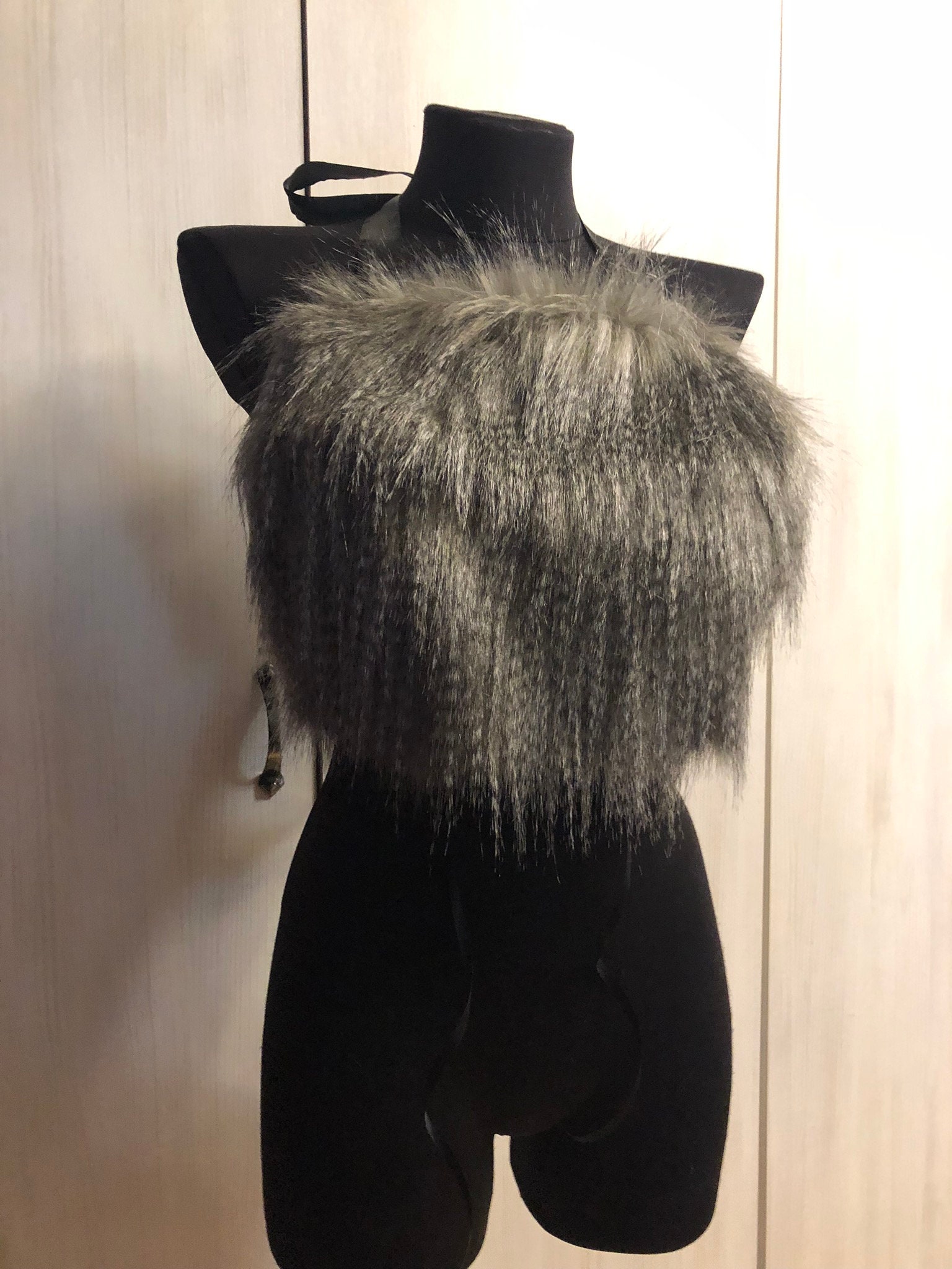 Gray Faux Fur Top Larp Top Gary Fur Galter Top Tribal Top | Etsy