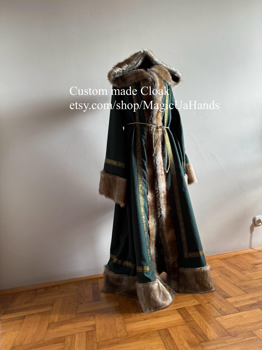 Hooded Christmas Edged Robe With Fur, Cosplay Wizard Tunic, Hooded Fur ...