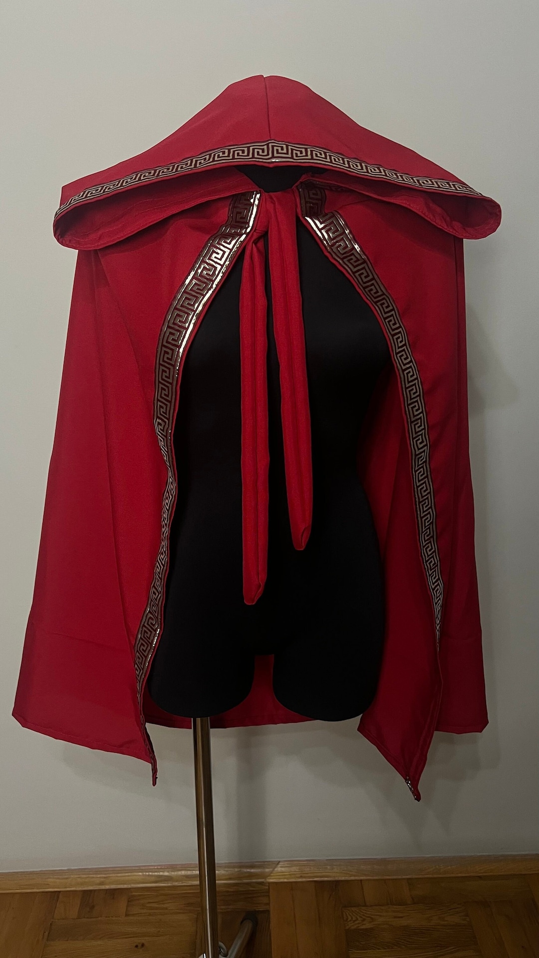 Red Hooded Capelet, Red Cape With Trim, Red Cloak, Medieval Capelet ...
