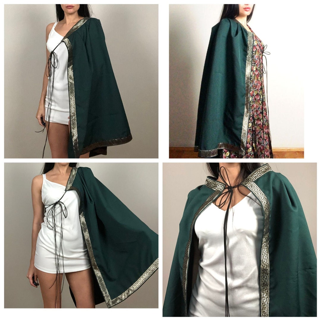 Celtic Viking Cape, Dark Green Capelet, Red Capelet, One Shoulder Cape ...