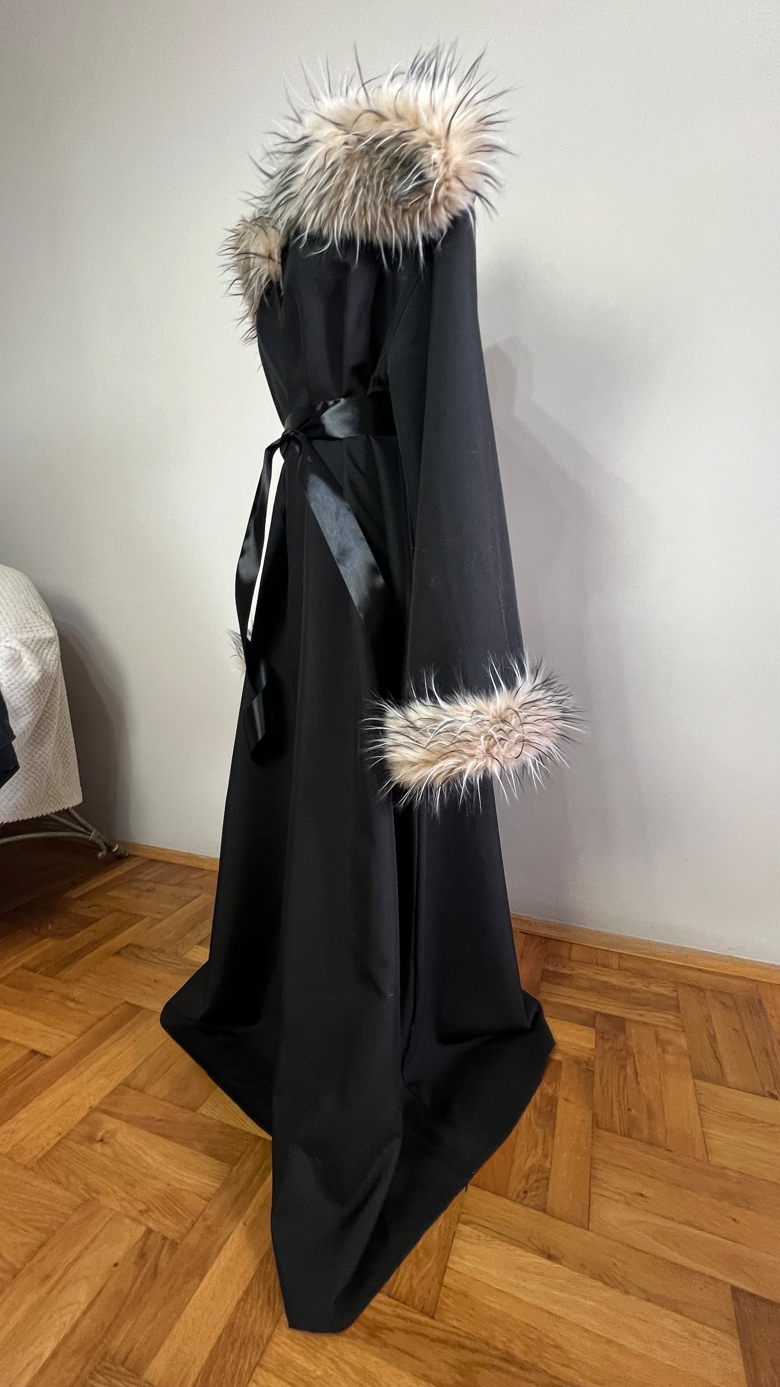 Hooded Robe With Fur, Witcher Robe, Cosplay Robe, Ceremonial Robe, Grim ...