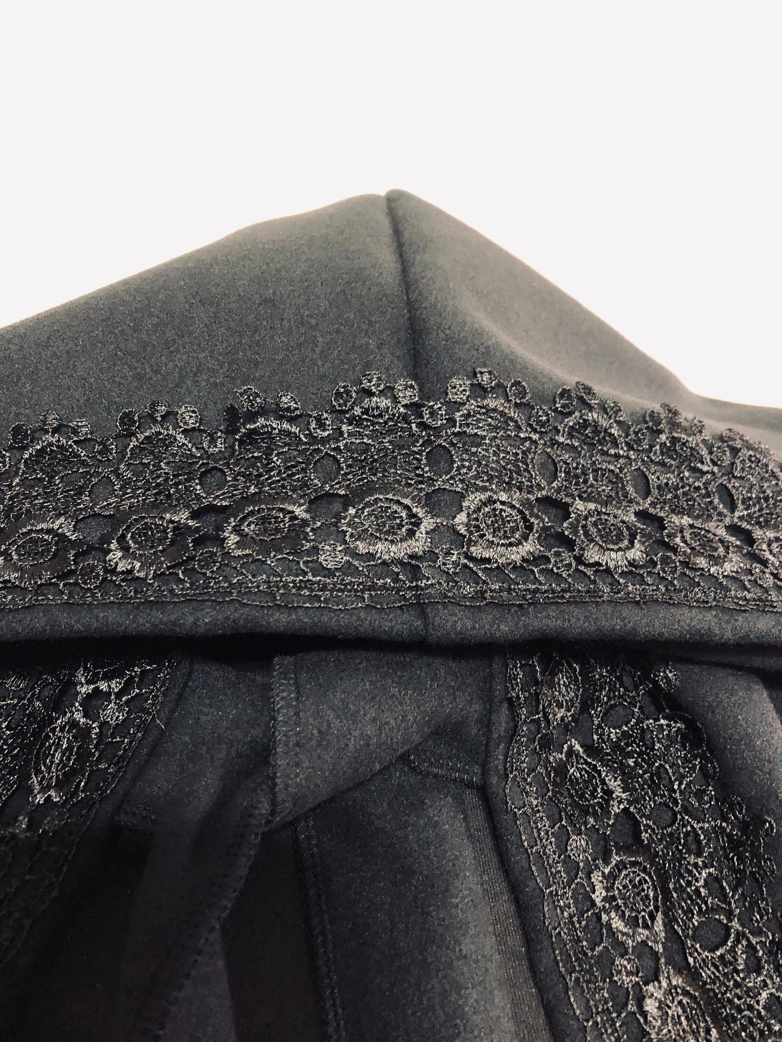 Black Wool Hooded Cloak With Lace Wool Hooded Coat Lace - Etsy