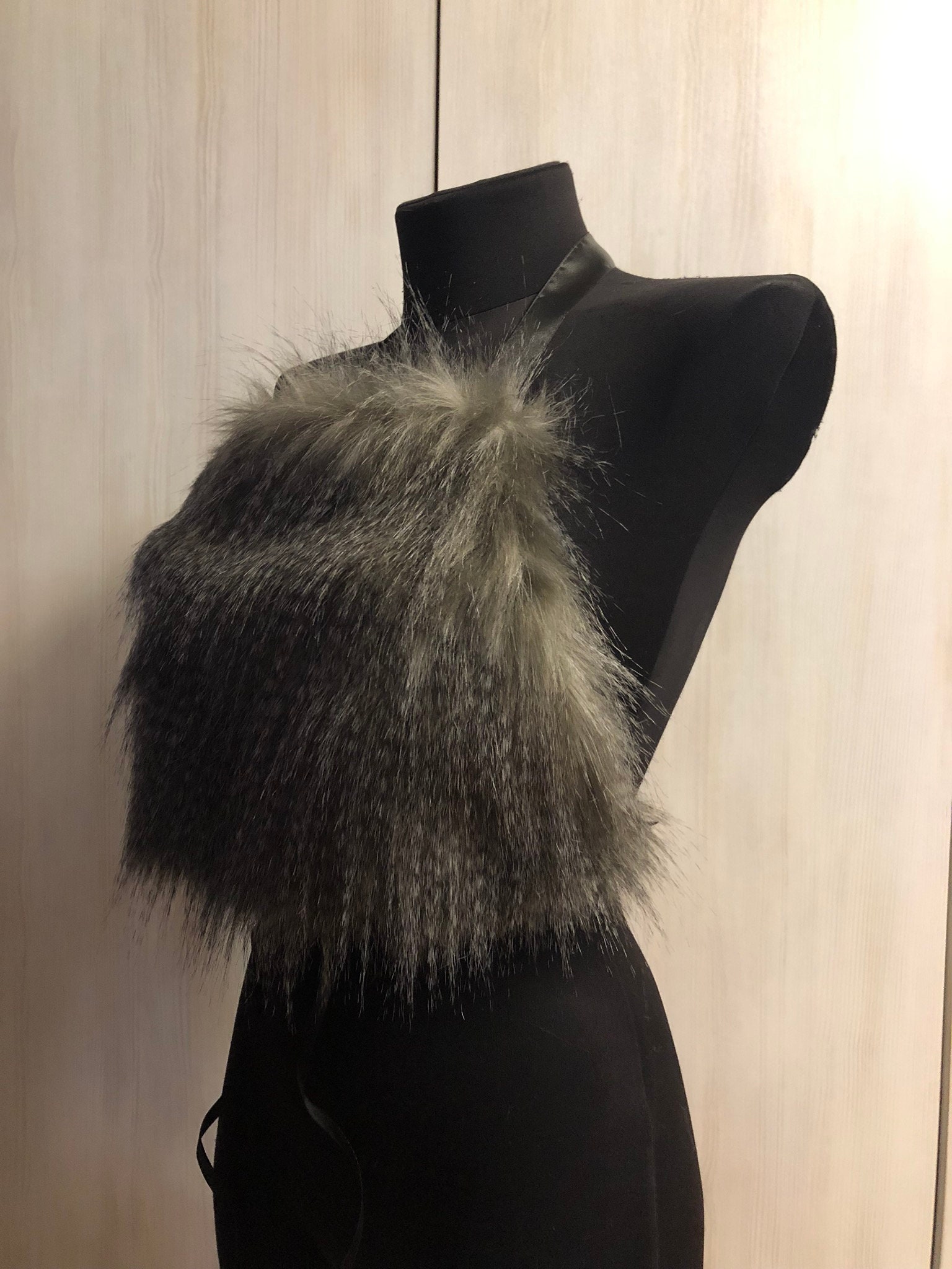 Gray Faux Fur Top Larp Top Gary Fur Galter Top Tribal Top | Etsy