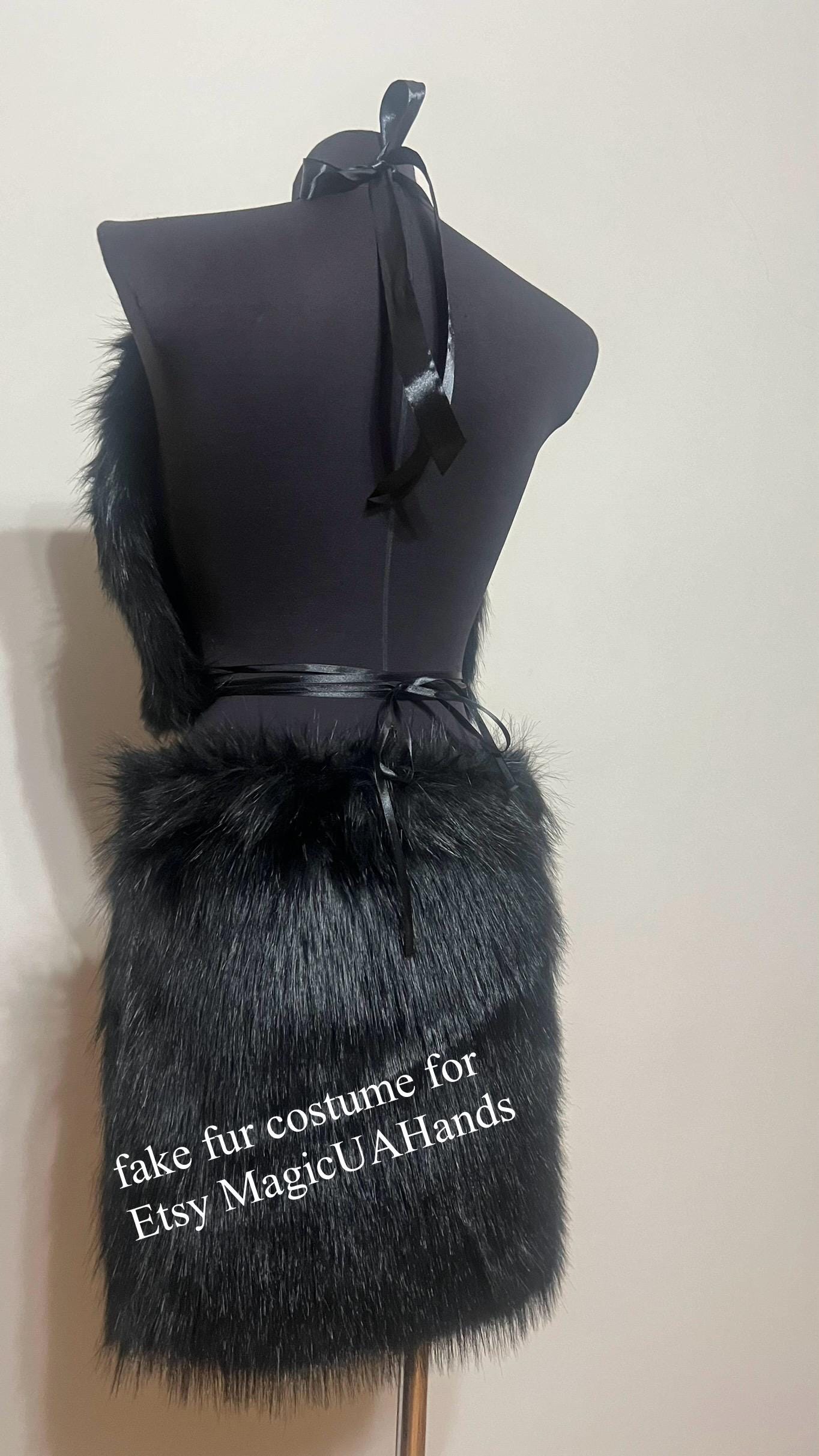 Faux Fur Larp Costume, Vegan Fur Skirt, Fake Fur Skirt Halter Top ...