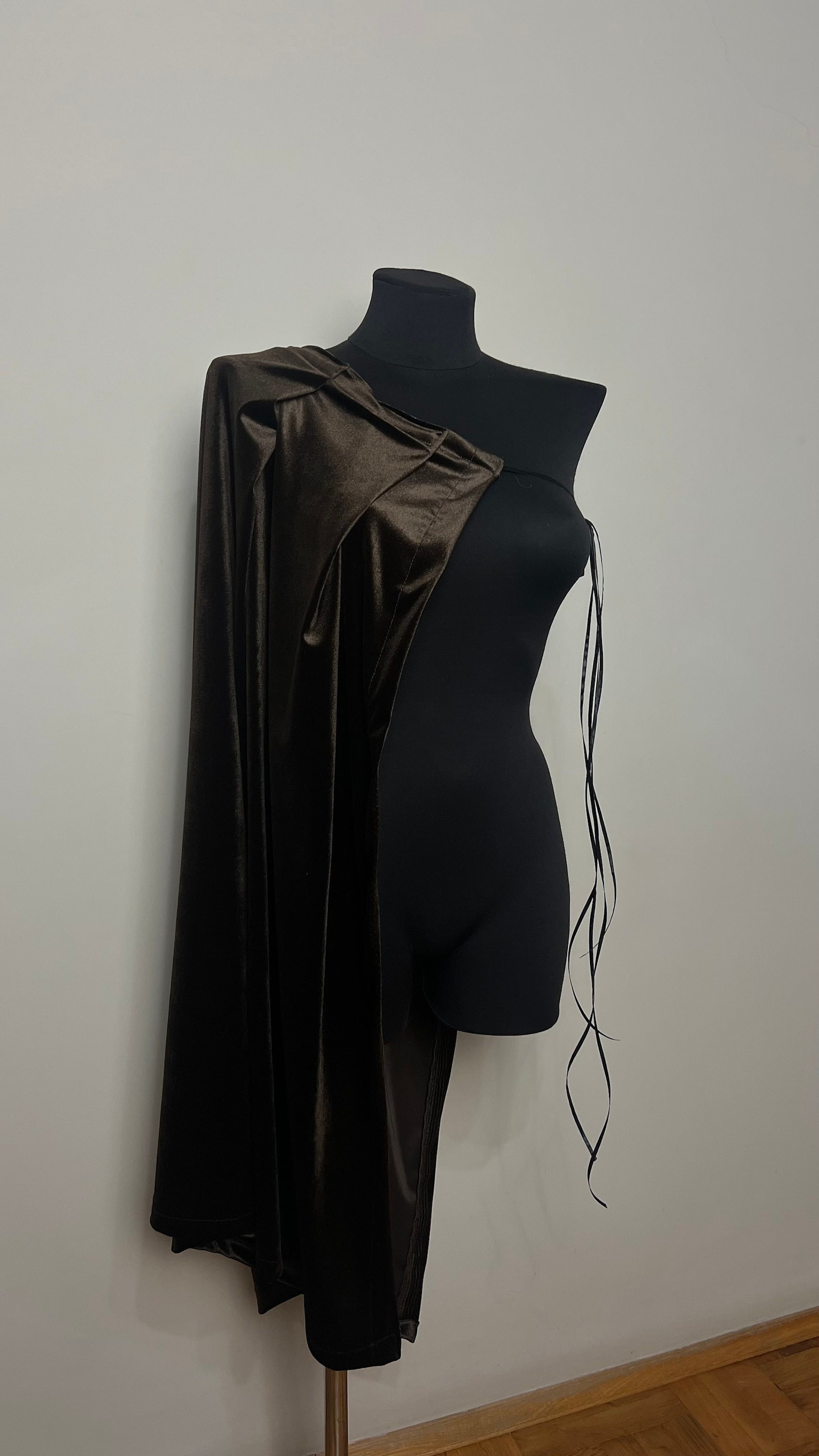 Dark Brown Valvet Cap, Chocolate Renaissance Capelet, One Shoulder Cape ...