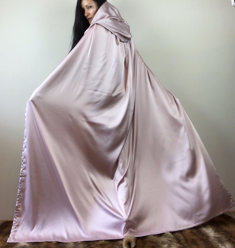 Blush Pink Satin Hooded Cloak Satin Hooded Cloak Halloween - Etsy
