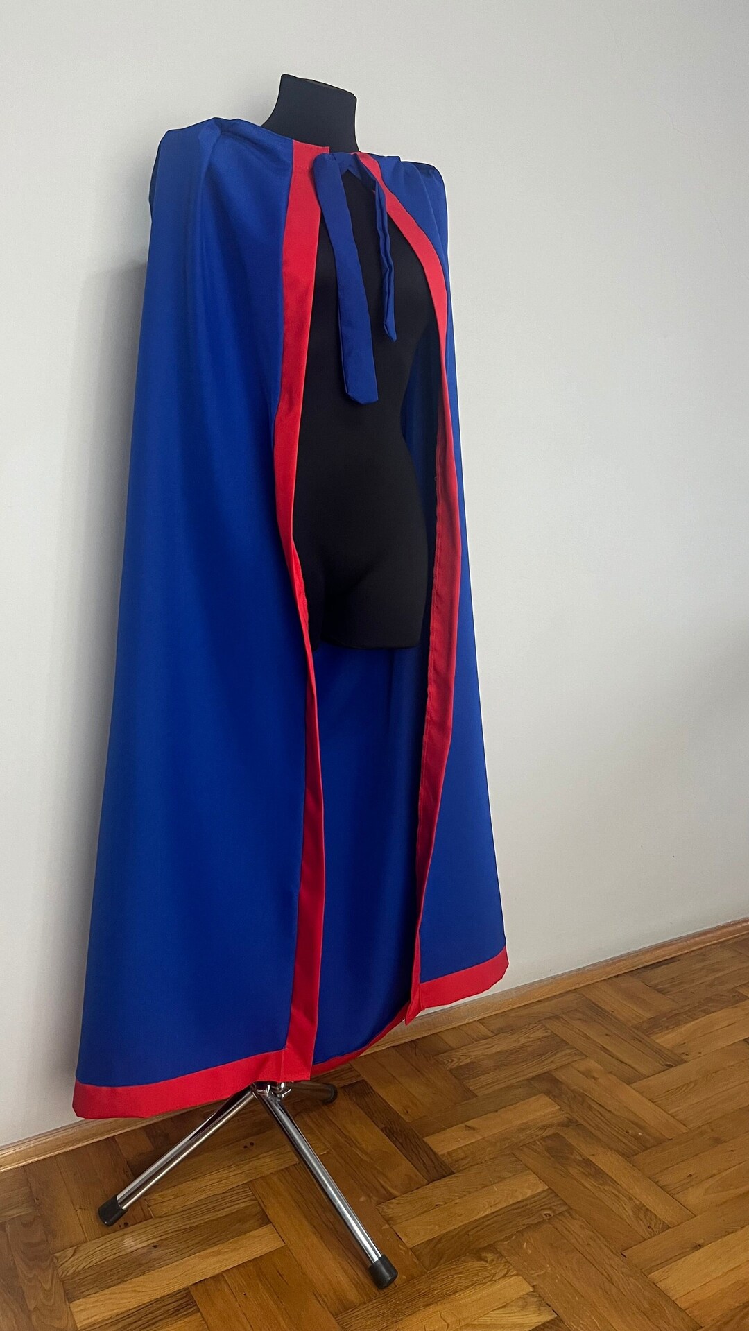 Electric Blue Long Cape With Red Ending Trim, Coronation Cape, Royal ...