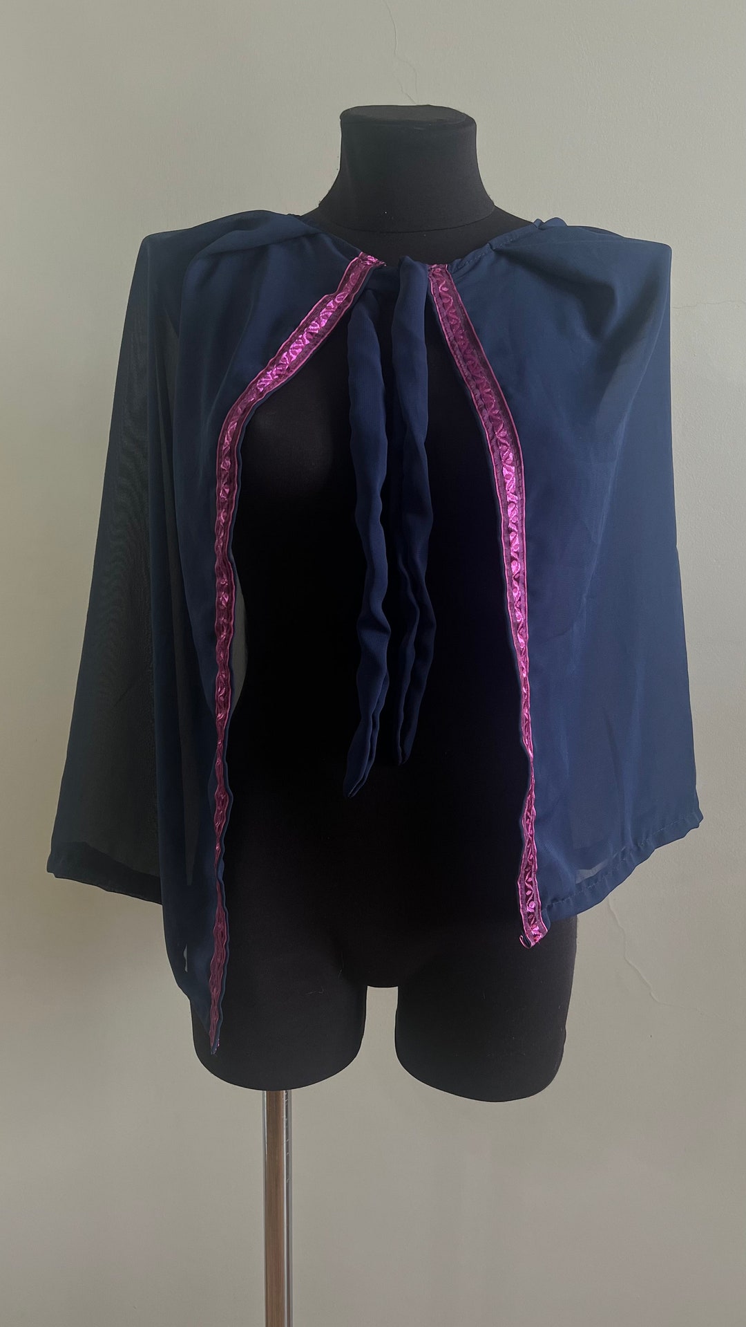 Navy Blue Chiffon Cape, Dark Blue Cape, Medieval Capelet, Blue Cape ...