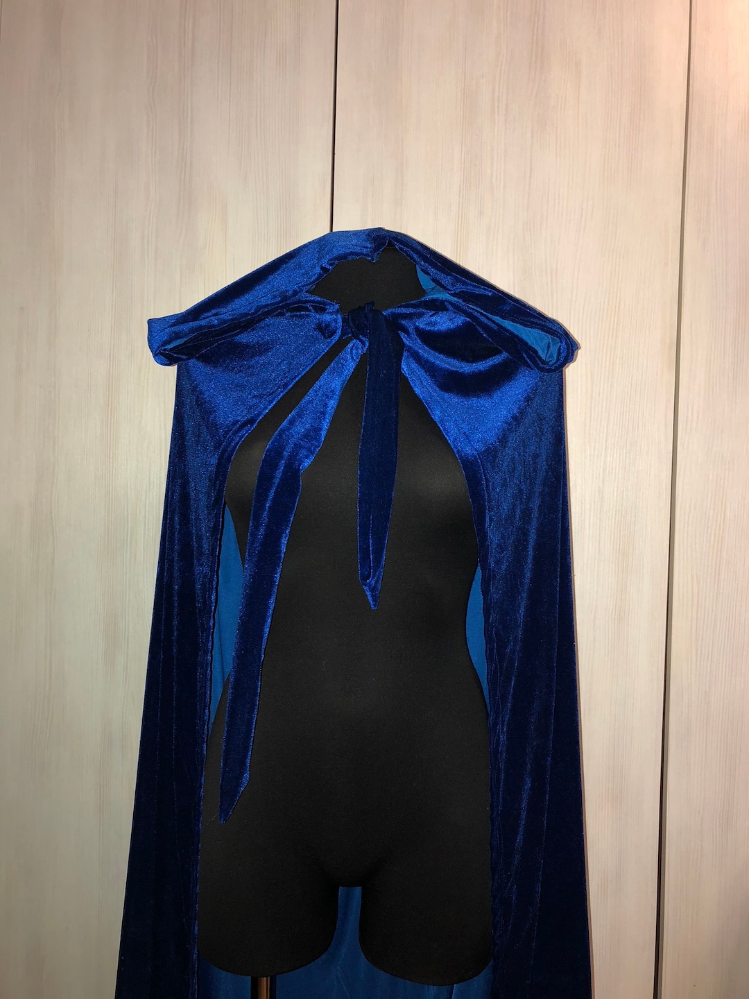 Electric Blue Velvet Cloak, Hooded Velvet Cloak, Dark Blue Velvet Cloak ...