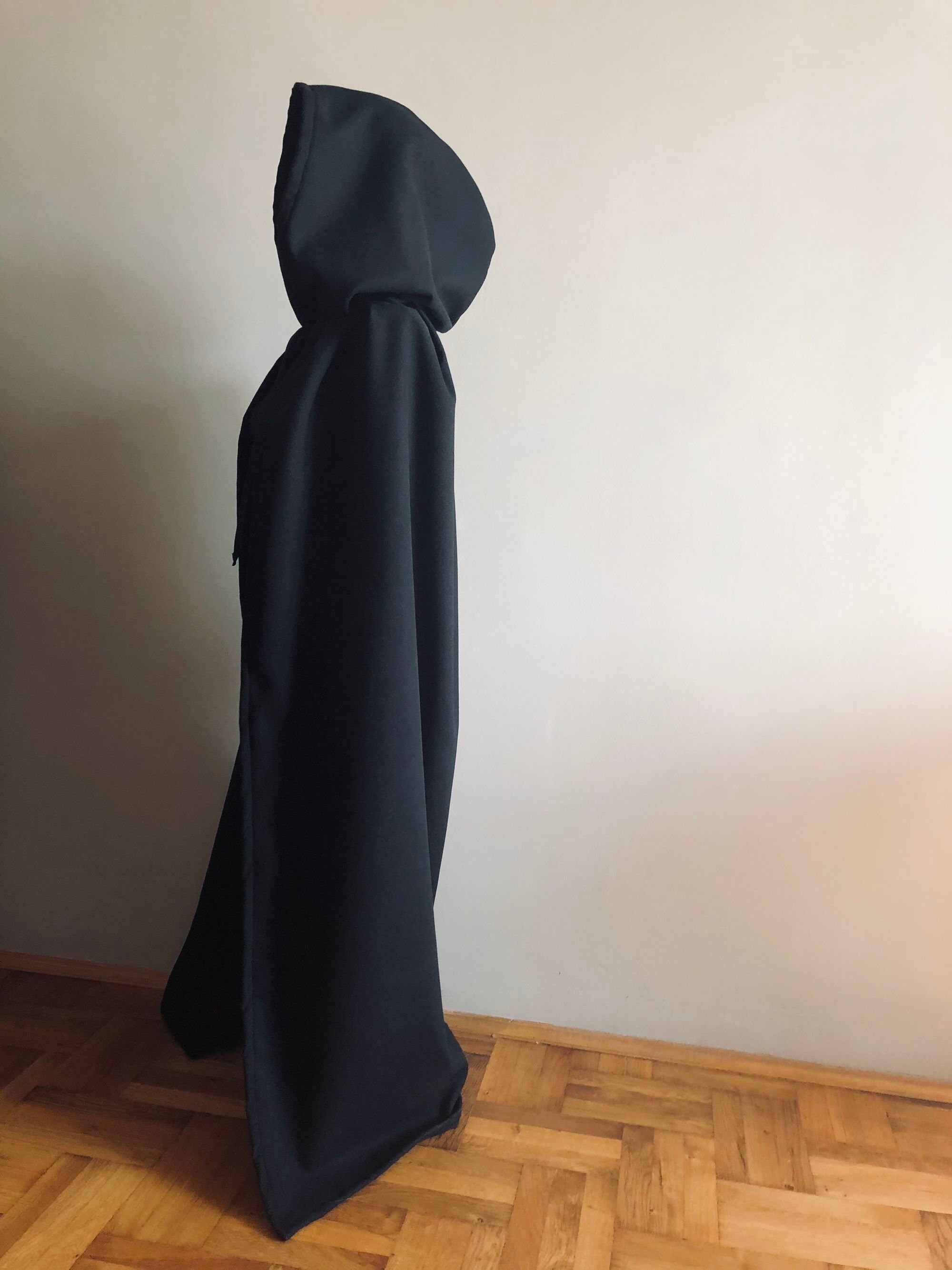Black Wool Hooded Cloak Wool Hooded Coat Halloween Cape | Etsy