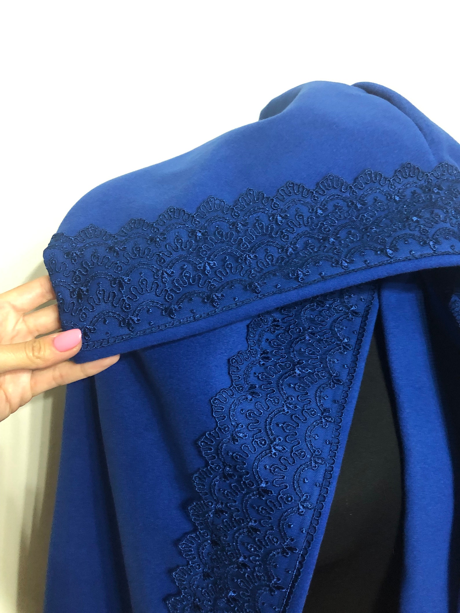 Black Wool Hooded Cloak With Lace Wool Hooded Coat Lace - Etsy