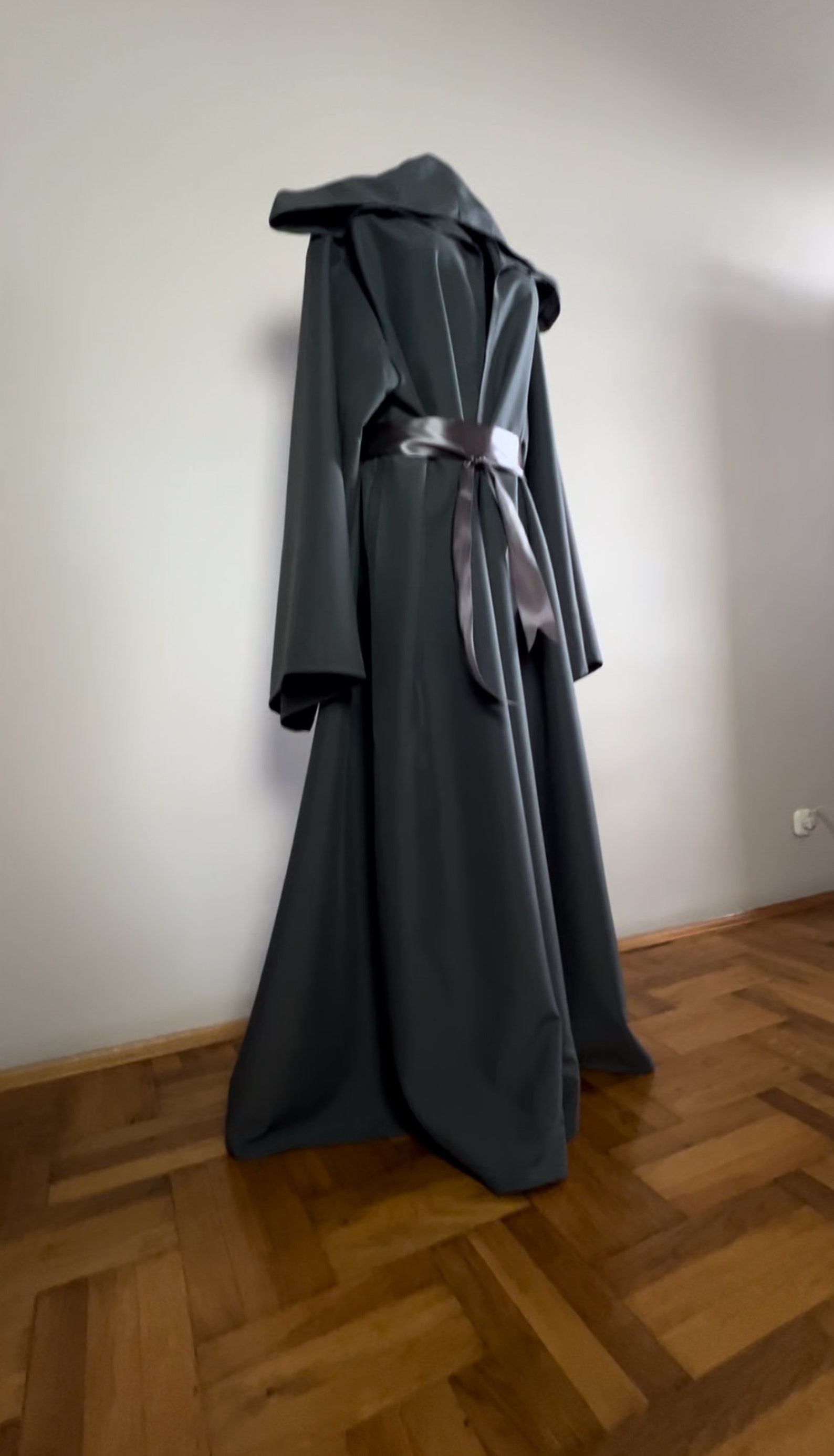 Black Robe, Grim Reaper Costume, Ceremonial Robe, Wizard Tunic, Hooded ...