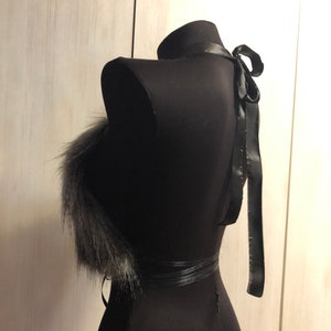 Gray Faux Fur Top, Larp Top, Gary Fur Galter Top, Tribal Top, Festival ...