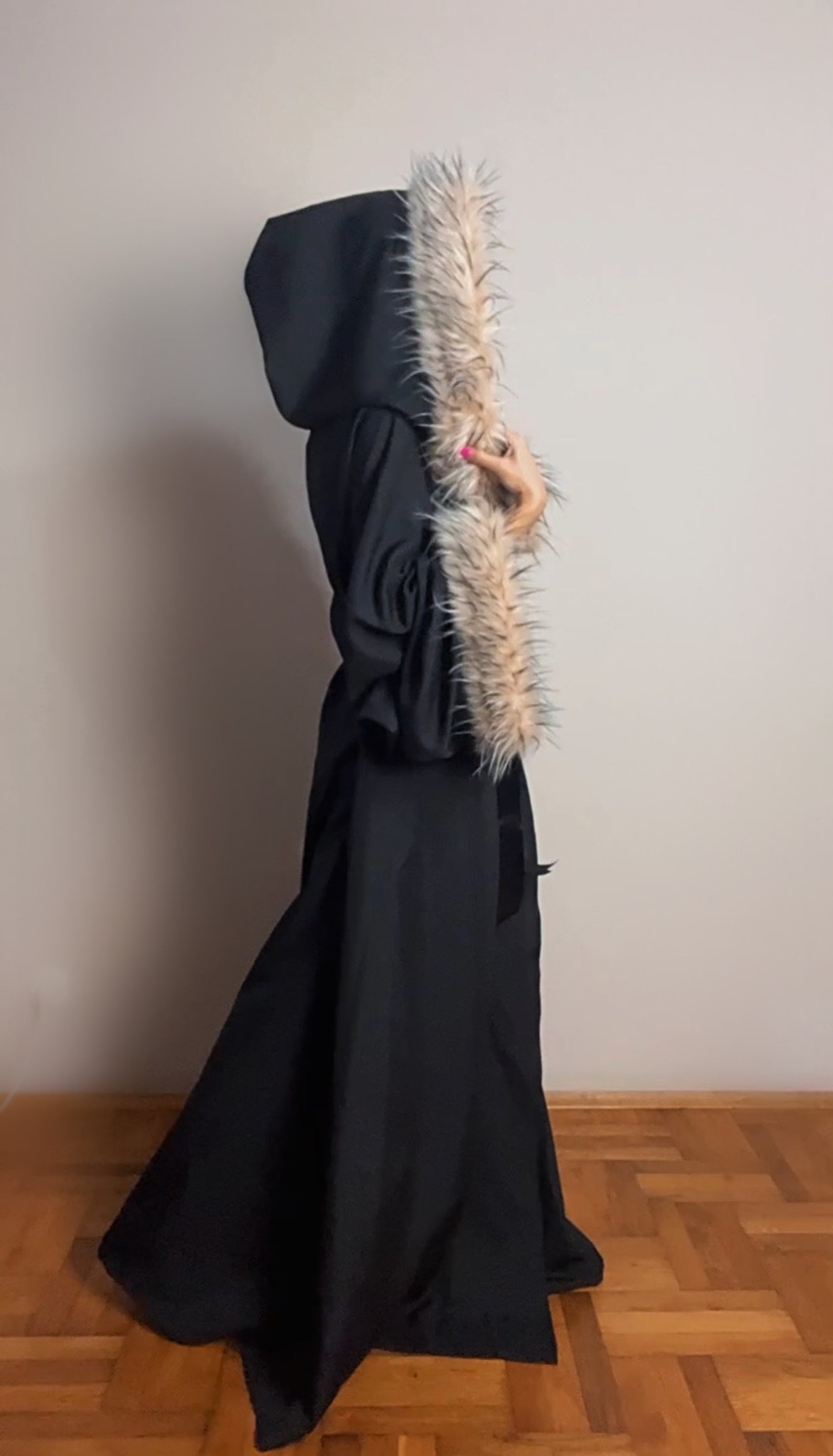 Hooded Robe With Fur, Witcher Robe, Cosplay Robe, Ceremonial Robe, Grim ...