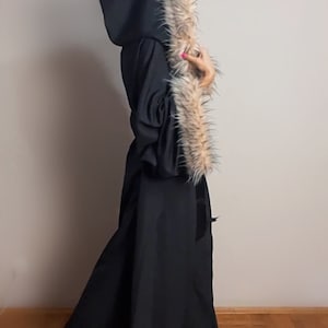 Hooded Robe With Fur, Witcher Robe, Cosplay Robe, Ceremonial Robe, Grim ...