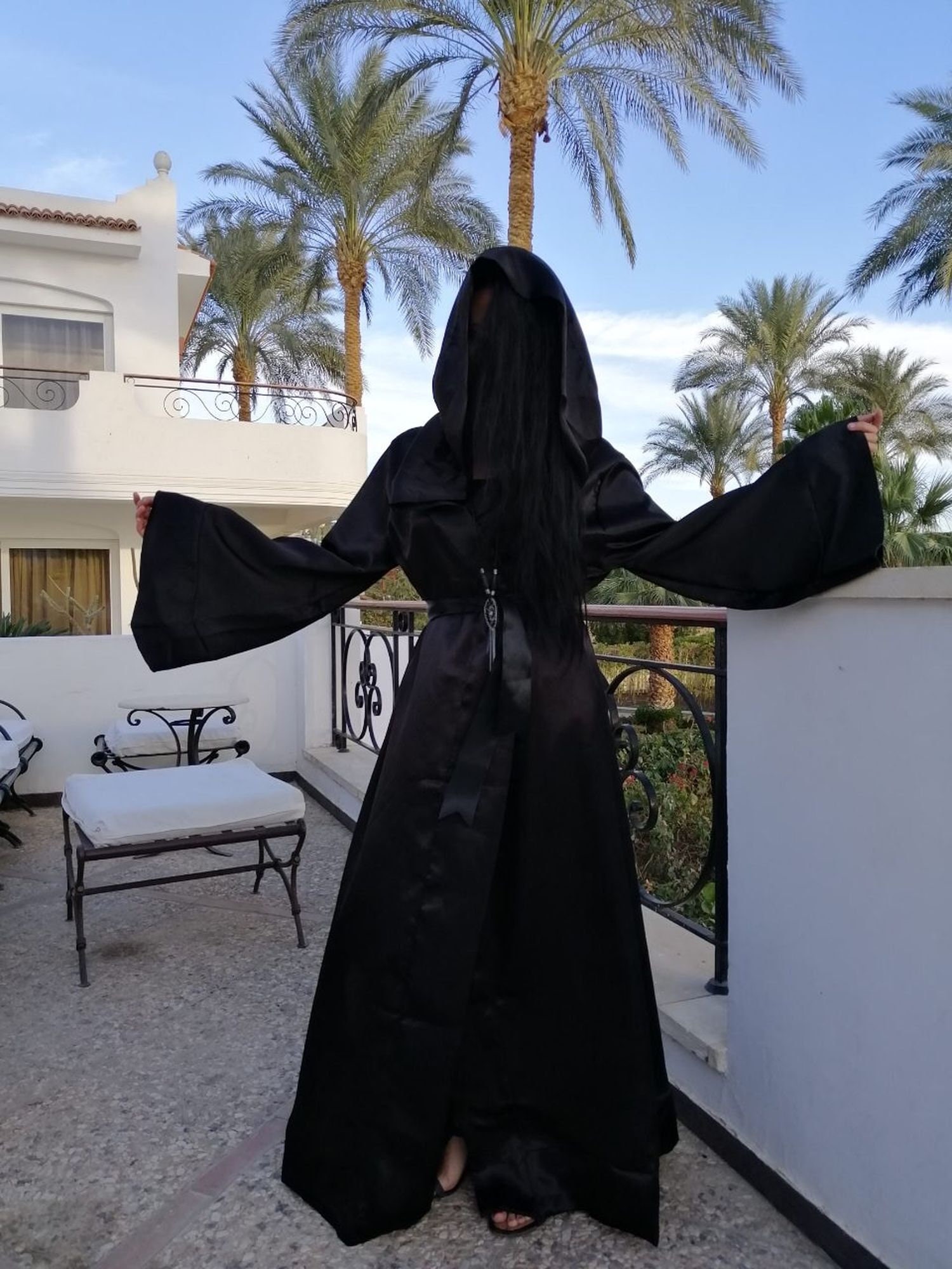 Satin Black Robe Grim Reaper costume Ceremonial Robe Wizard | Etsy
