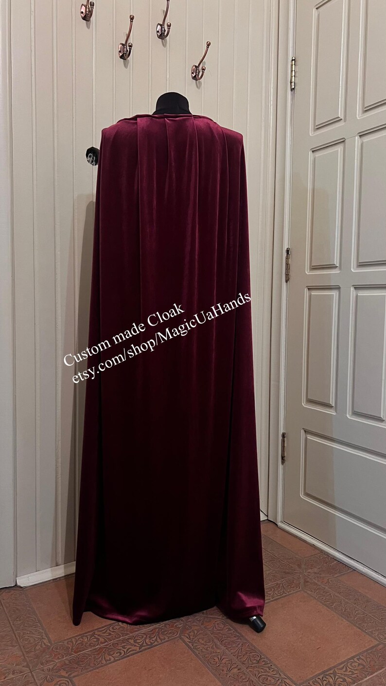 Dark Red Velvet Cloak, Wine Red Velvet Cape, Deep Red Cape, Burgundy ...