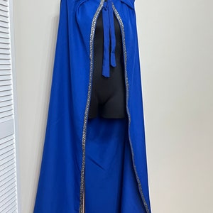 Electric Blue Long Cape With Trim, Viking Cosplay Cape, Royal Blue Cape ...