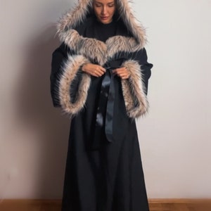 Hooded Robe With Fur, Witcher Robe, Cosplay Robe, Ceremonial Robe, Grim ...