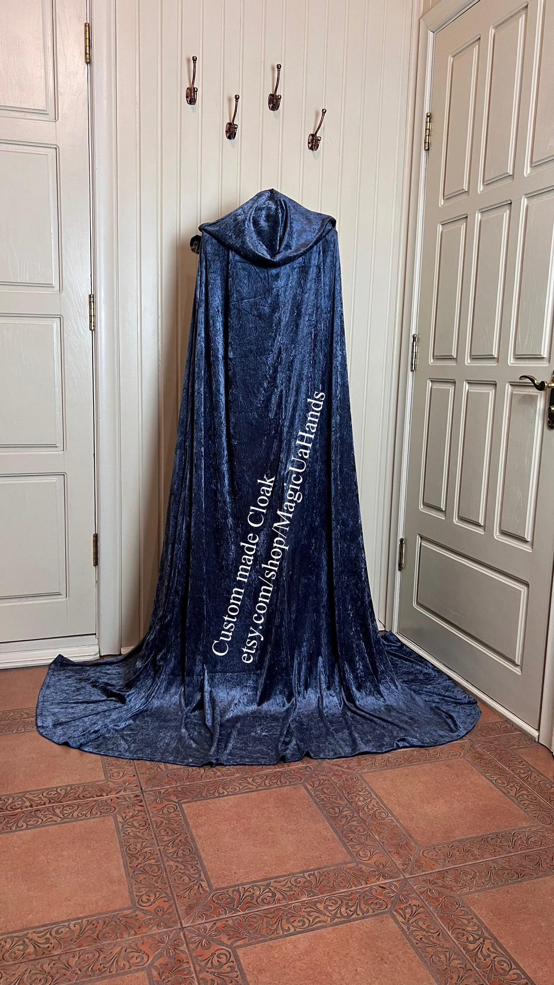 Marble Silver Blue Velvet Cloak, Cold Blue Velours Cloak, Blue Velvet ...