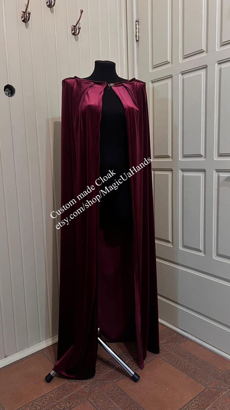 Dark Red Velvet Cloak, Wine Red Velvet Cape, Blue Cape, Burgundy Velvet ...