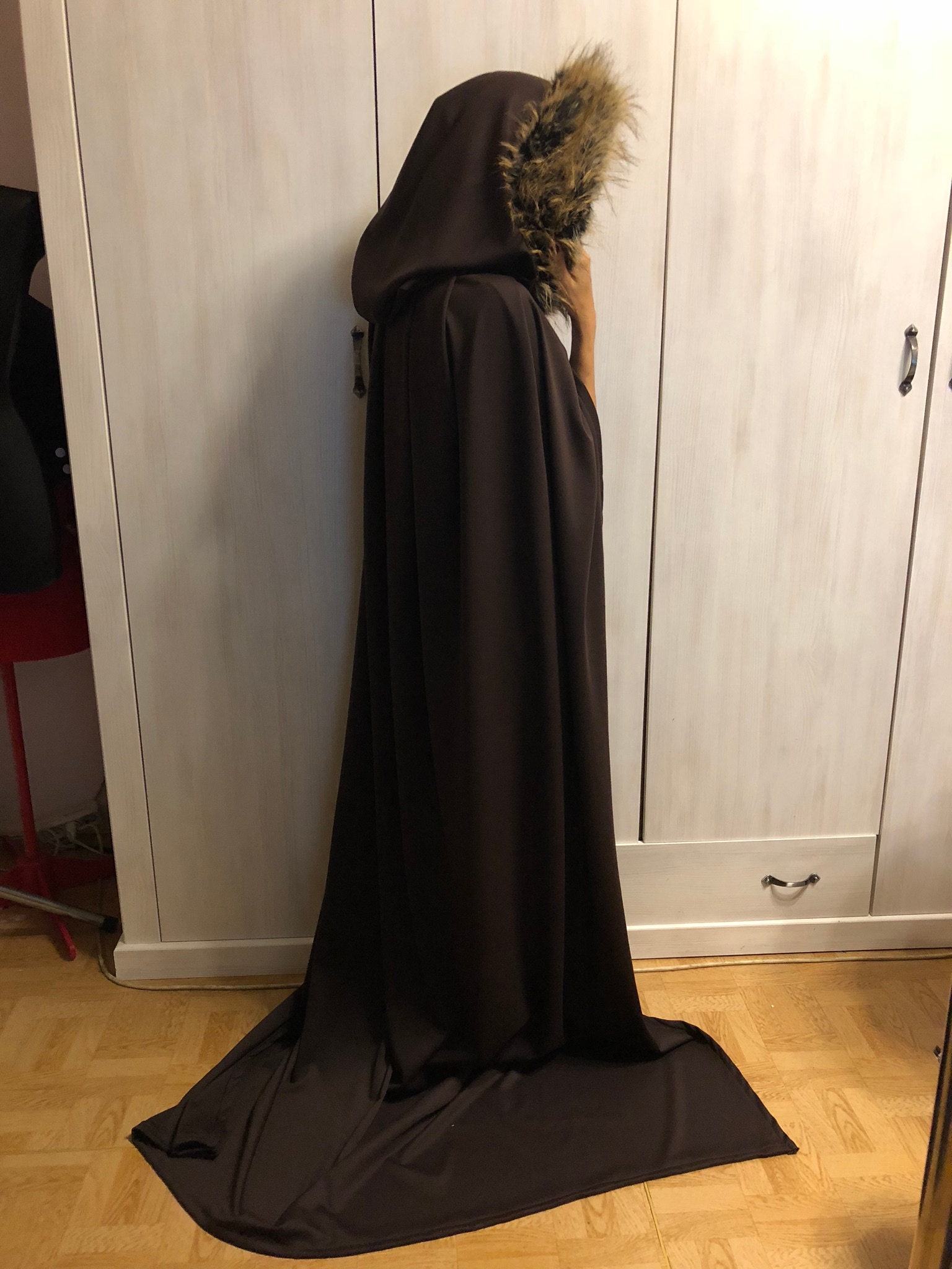 Hooded Cloak With Faux Fur Hooded Cloak Assasin Coat Fur Cape | Etsy