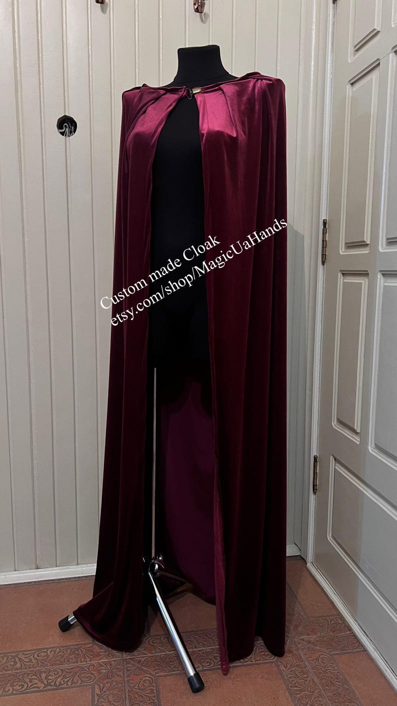 Dark Red Velvet Cloak, Wine Red Velvet Cape, Deep Red Cape, Burgundy ...