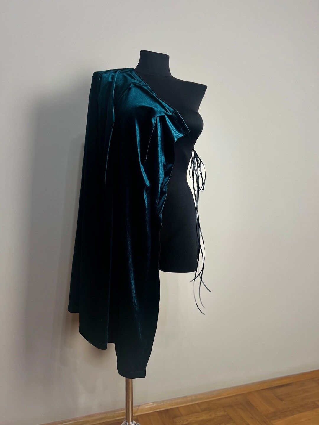 Dark Green Capelet, Velvet Renaissance Capelet, Red One Shoulder Cape ...