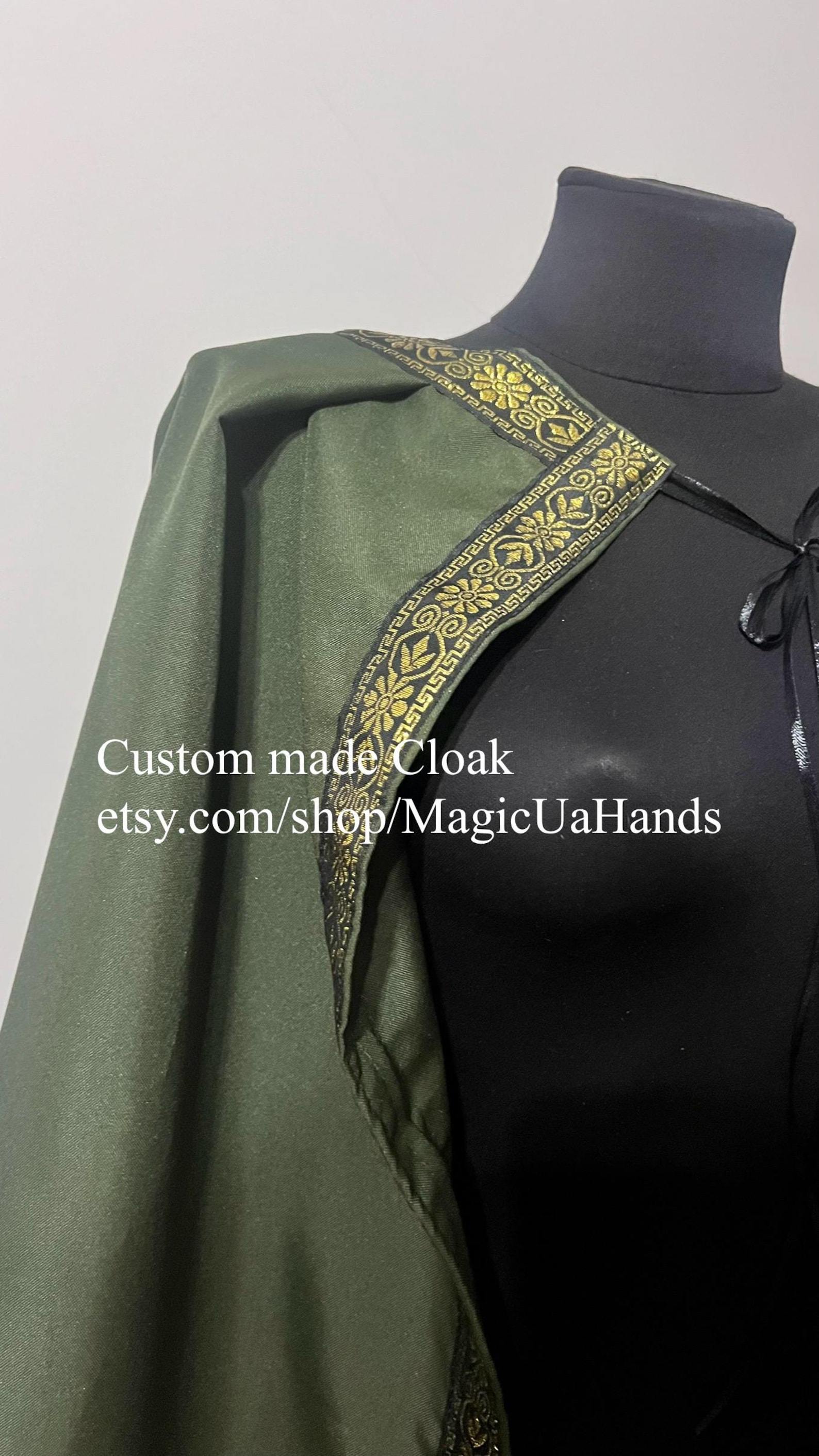 Celtic Viking Khaki Green Capelet, Medieval One Shoulder LARP Cloak ...