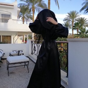 Satin Black Robe Grim Reaper Costume Ceremonial Robe Wizard - Etsy