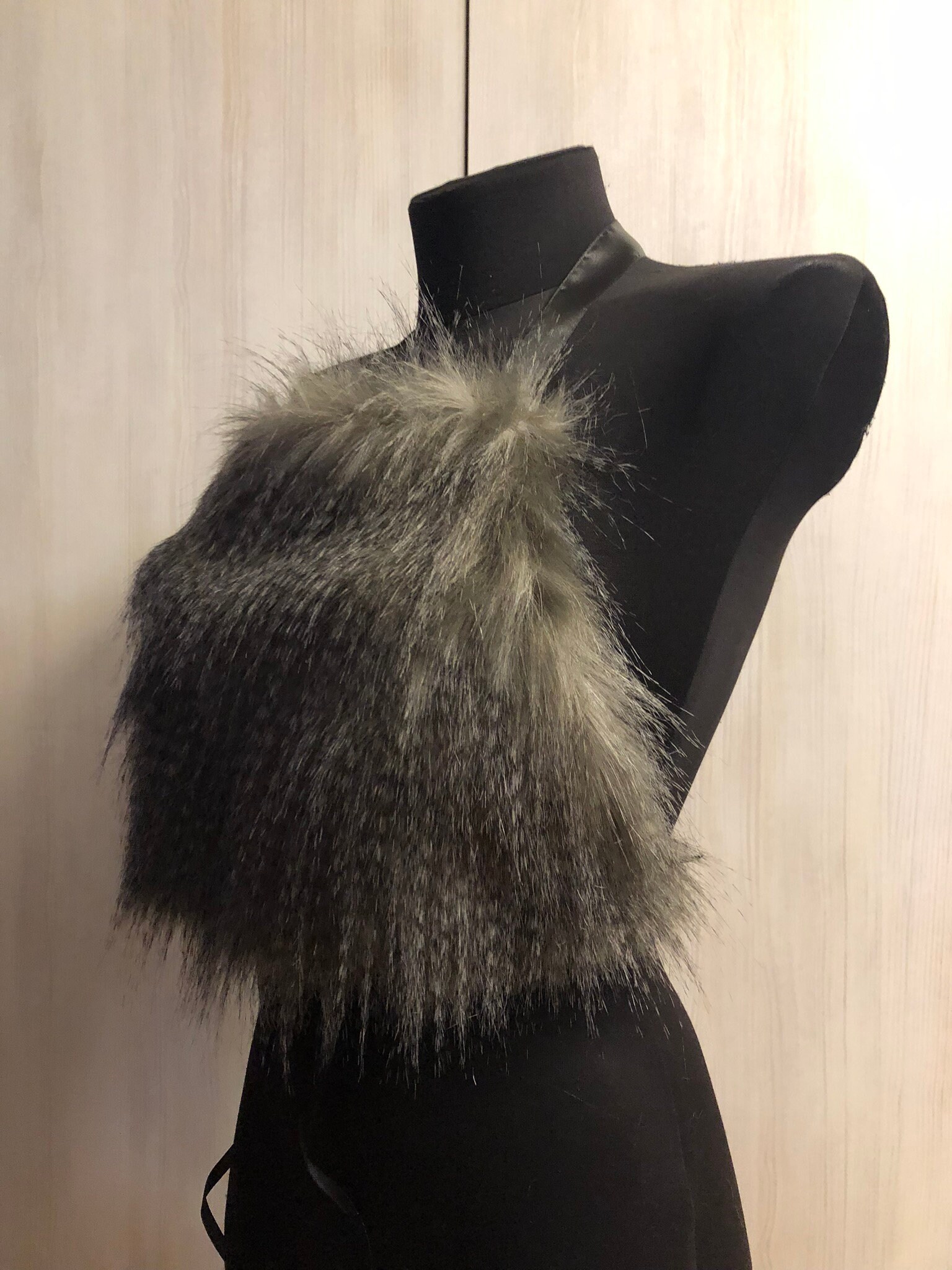 Gray Faux Fur Top Larp Top Gary Fur Galter Top Tribal Top | Etsy