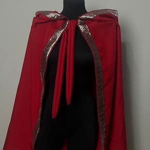 Red Hooded Capelet, Red Cape With Trim, Red Cloak, Medieval Capelet ...