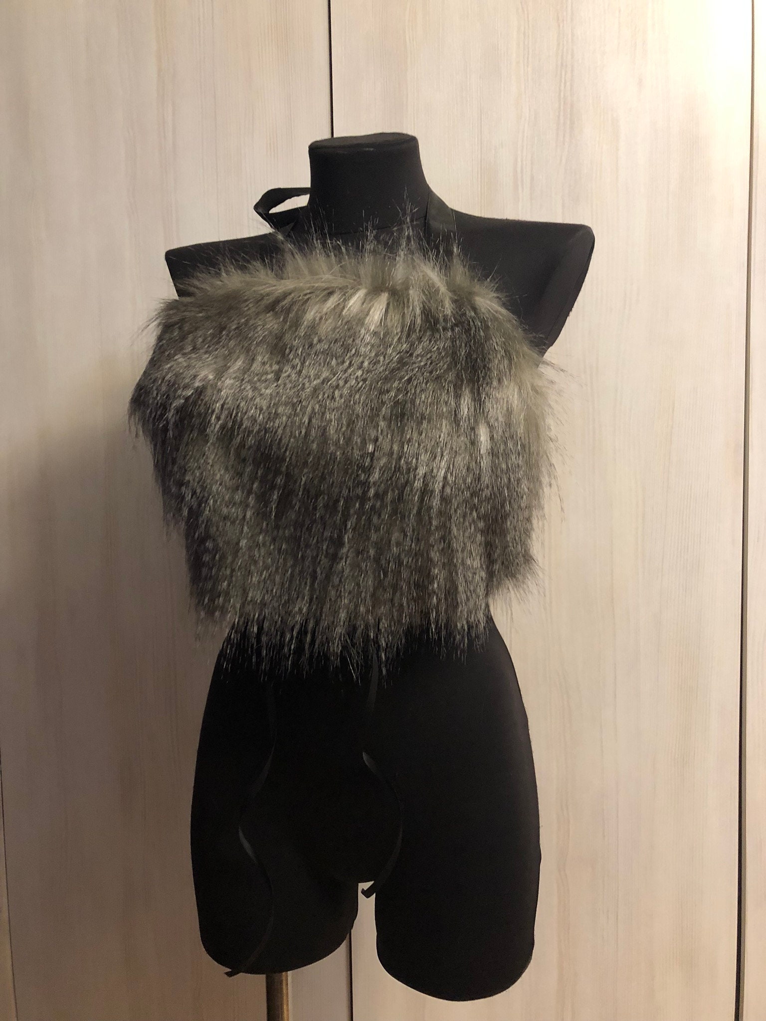 Gray Faux Fur Top Larp Top Gary Fur Galter Top Tribal Top | Etsy