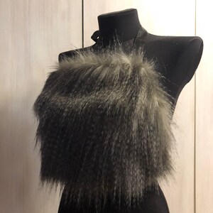 Gray Faux Fur Top, Larp Top, Gary Fur Galter Top, Tribal Top, Festival ...
