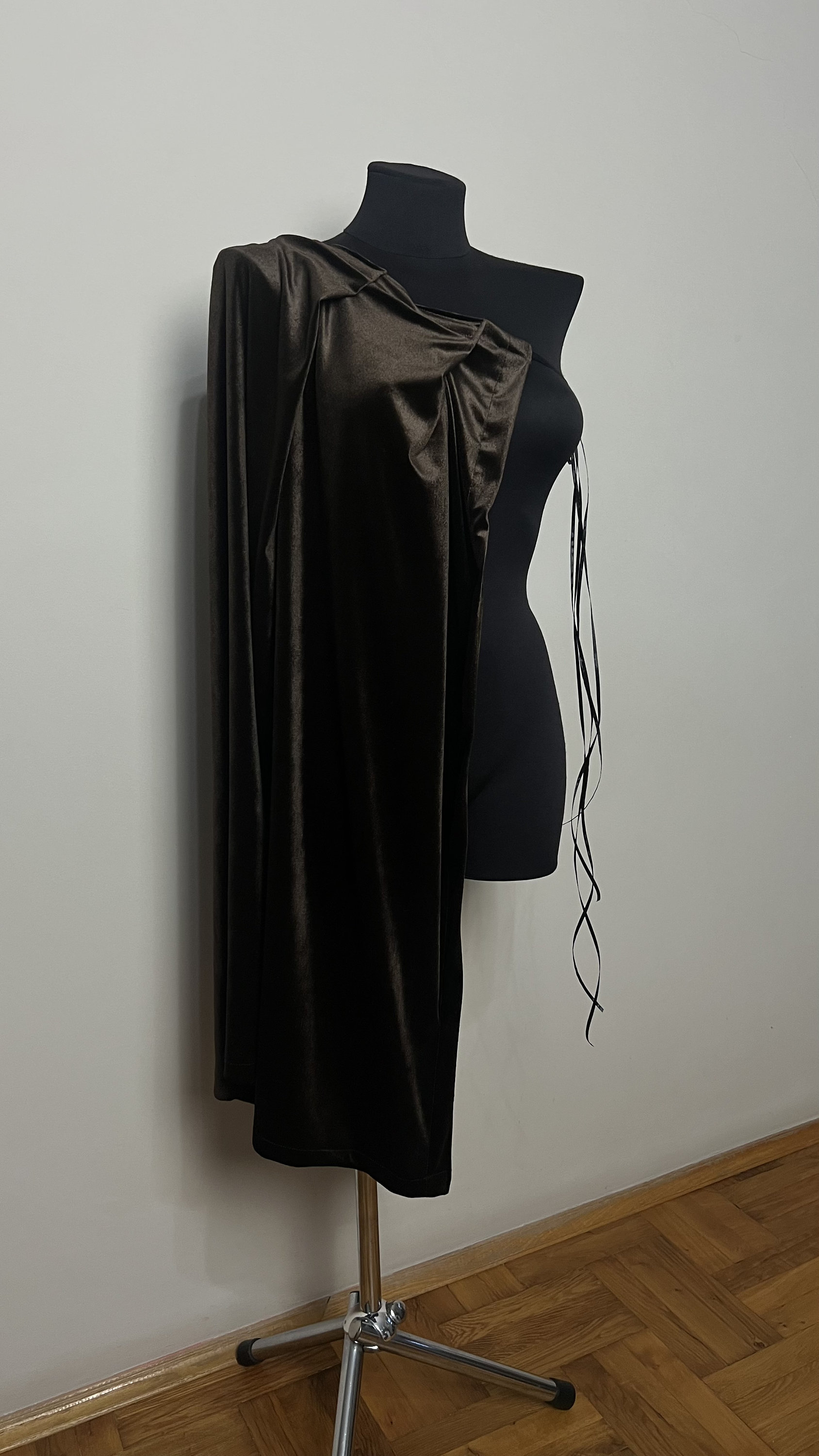 Dark Brown Valvet Cap, Chocolate Renaissance Capelet, One Shoulder Cape ...