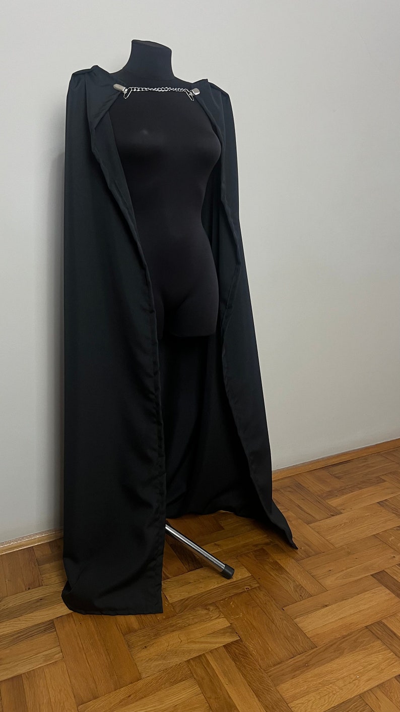 Black Cape With Chain, Long Cape, Viking Medieval Cape, Gothic Cloak ...