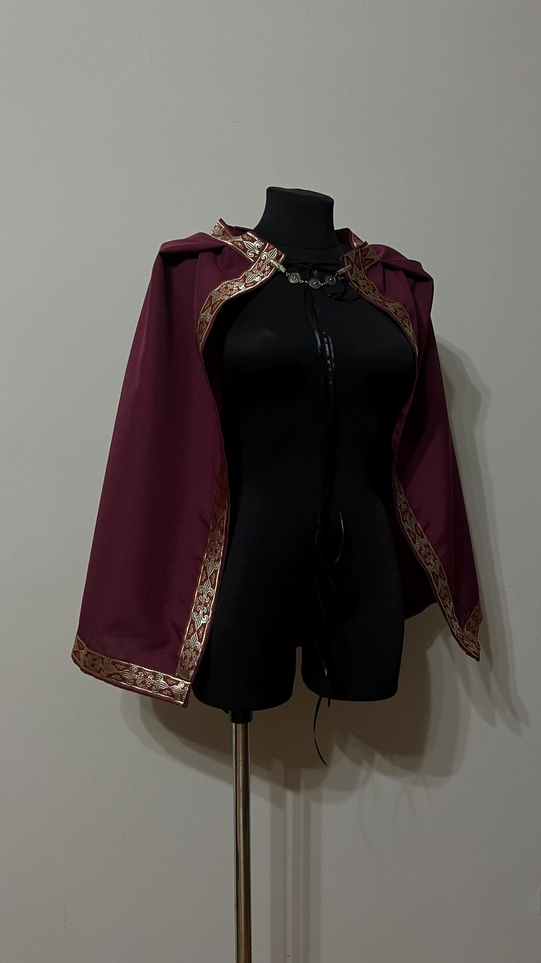 Burgundy Celtic Viking Cape, Dark Red Capelet, Red Capelet, LARP Cloak ...