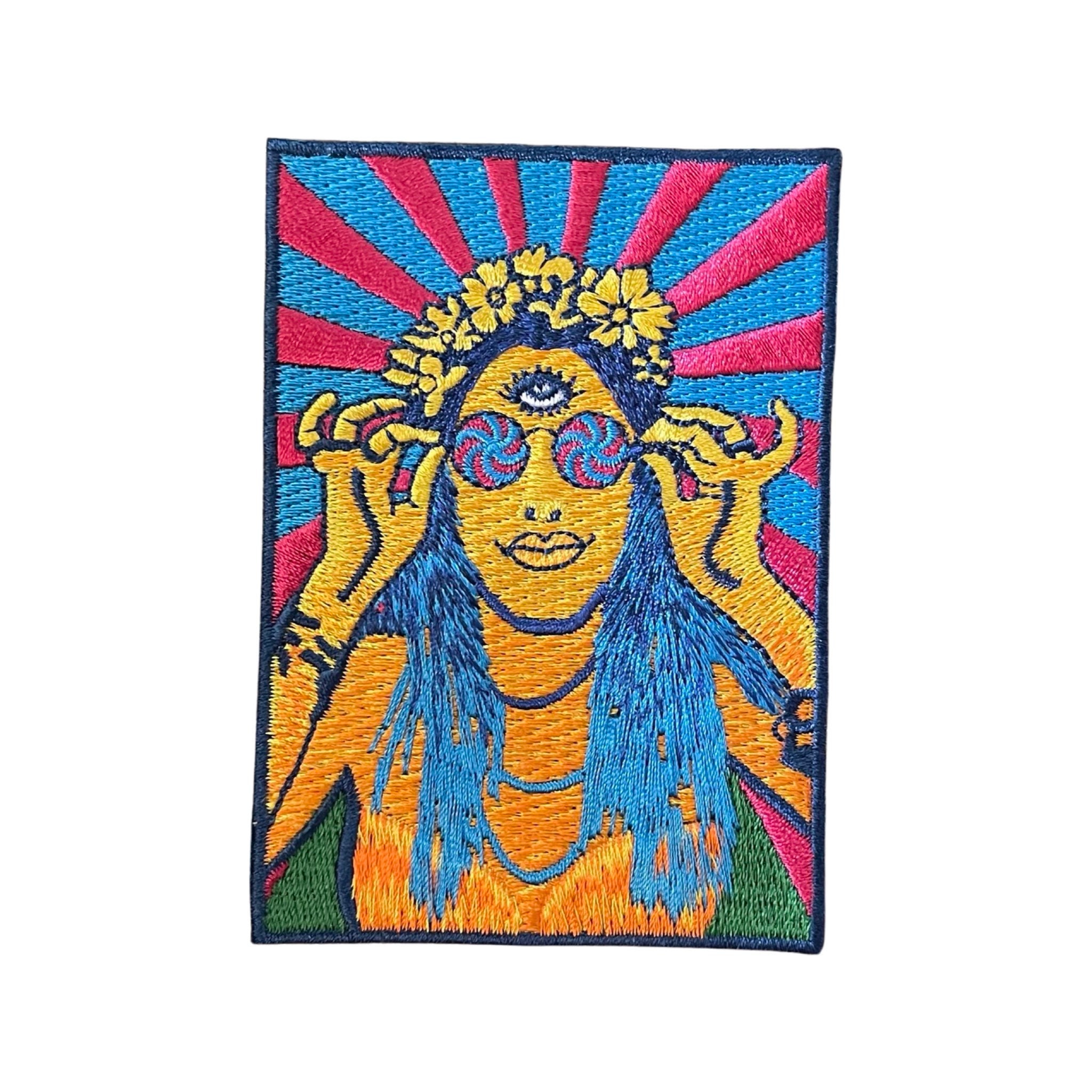 60's Retro Psychedelic Hippy Chick Iron on Patch - Etsy