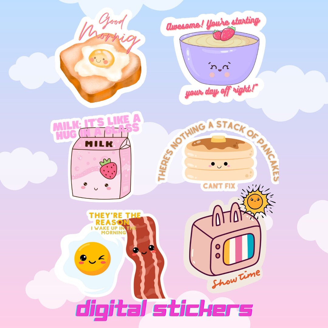 Breakfast Png Printable Stickers, Print and Cut Sticker, Trendy Png ...