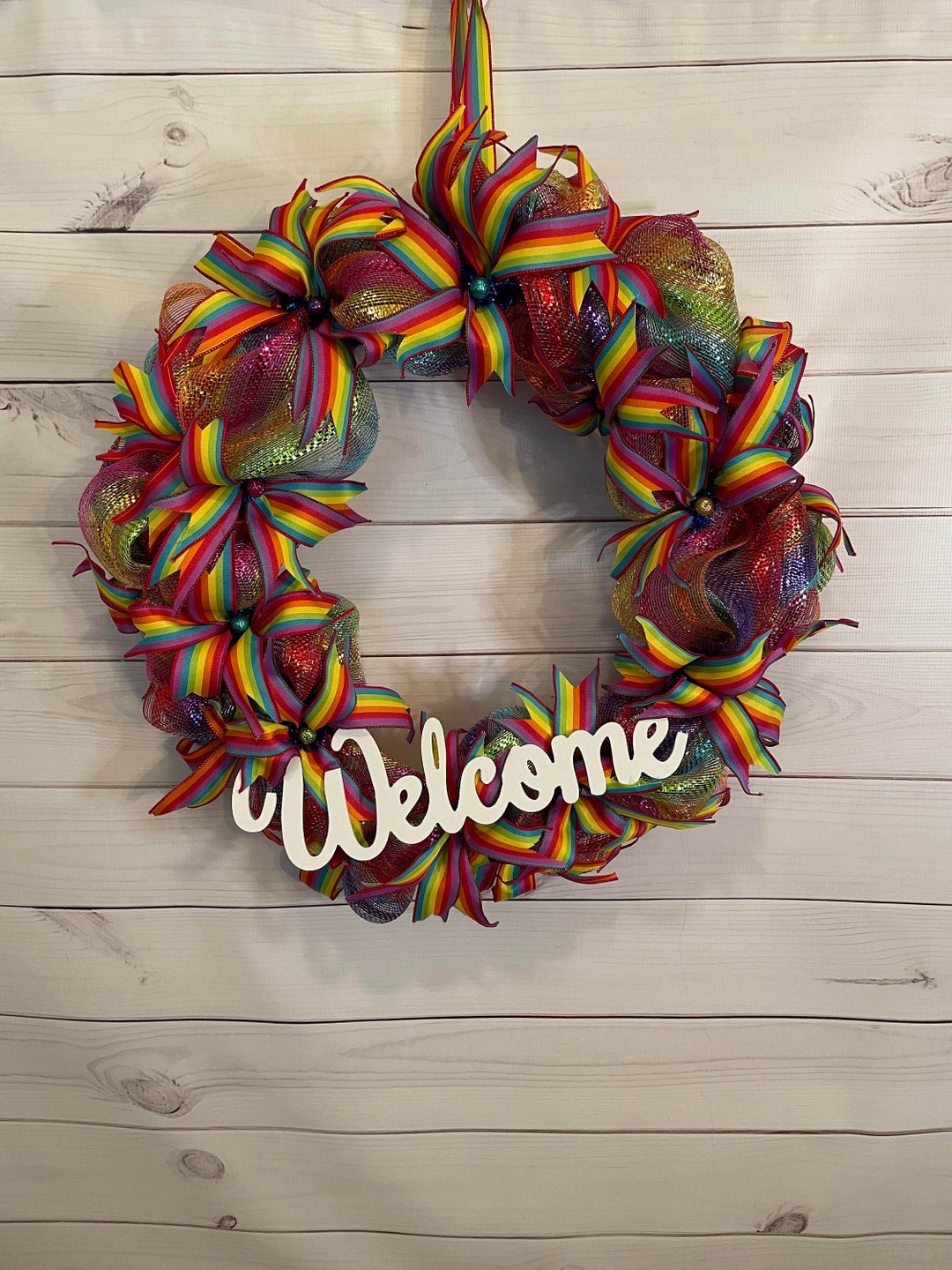 LGBTQ Pride Welcome Wreath, Pride Month Décor, Rainbow Design - Etsy