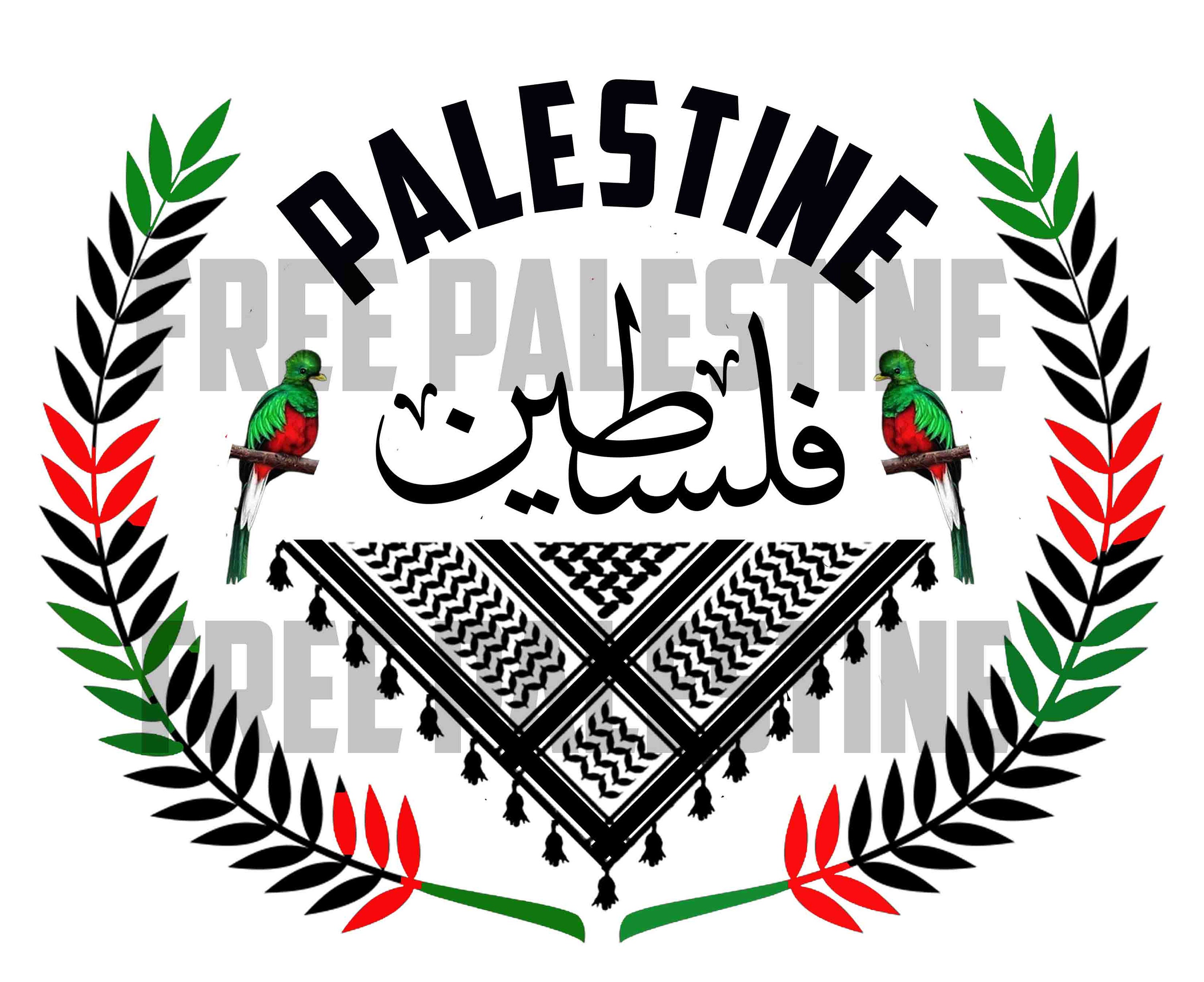 Palestine Logo Bilingual - Colorful With Palestine Bird Digital Files ...
