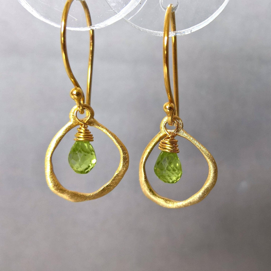 Gold Vermeil Peridot Earrings: August Birthstone Jewelry - Etsy UK