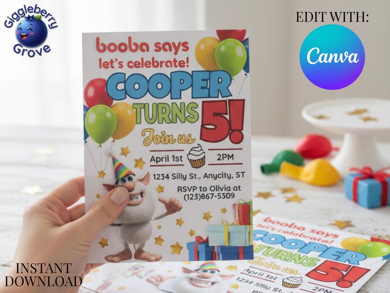 Booba White Troll Birthday Invitation - Etsy